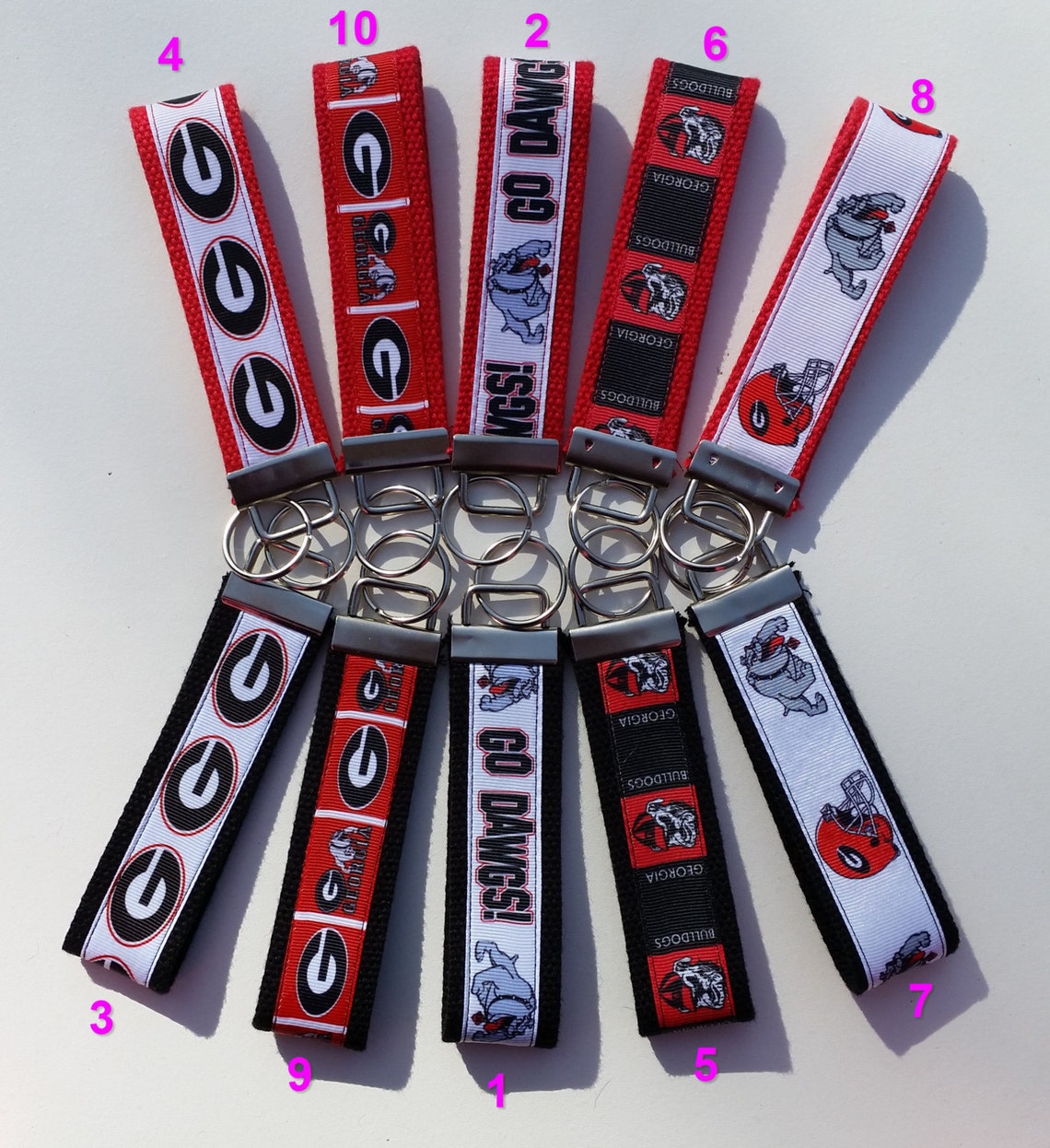 6 Sport Team Keychain UGA Georgia Bull Dawgs Key Fob - Etsy