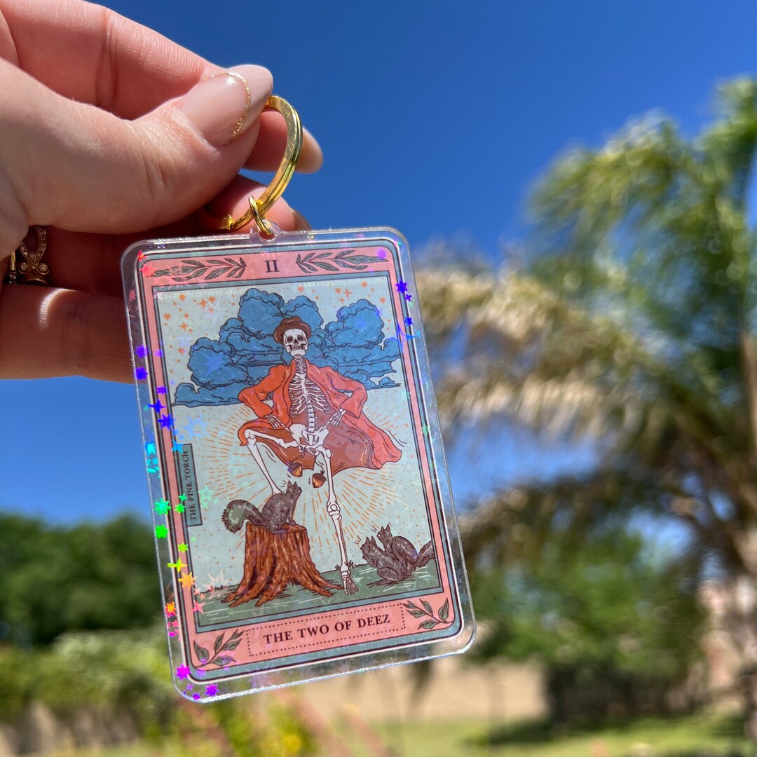 The Two of Deez Tarot Card Holographic Keychain, Funny Skeleton Tarot ...