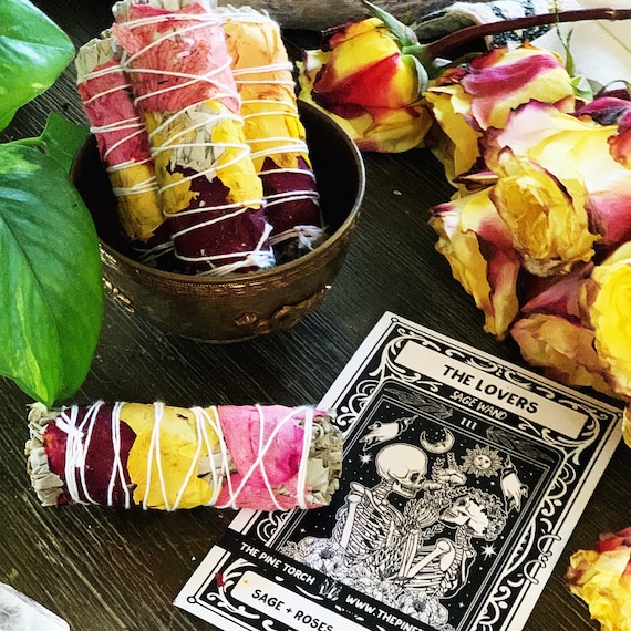 White Sage and Rose Smudge Bundle Sage Stick for Ritual | Etsy