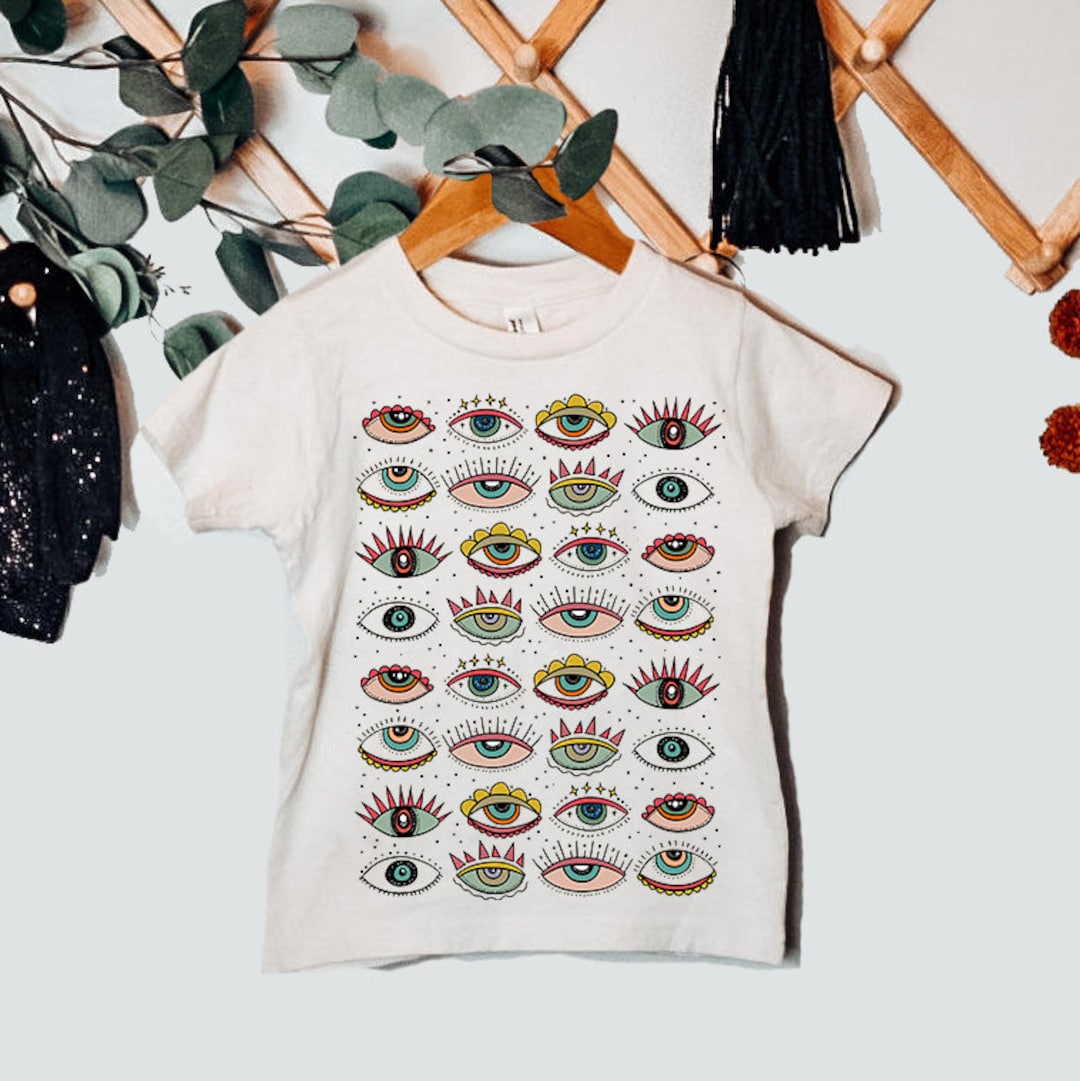 Retro Evil Eye Kids Tee, Mystical Evil Eye Pattern Kids Tee, Evil Eye ...