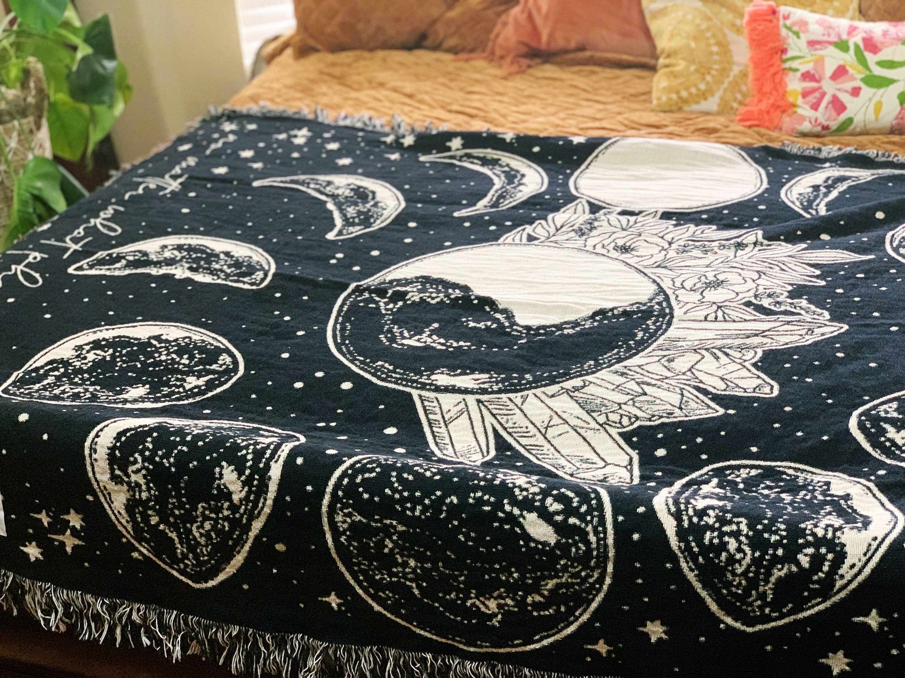 Moon Phase Woven Throw Blanket You Are Whole Moon Phase - Etsy