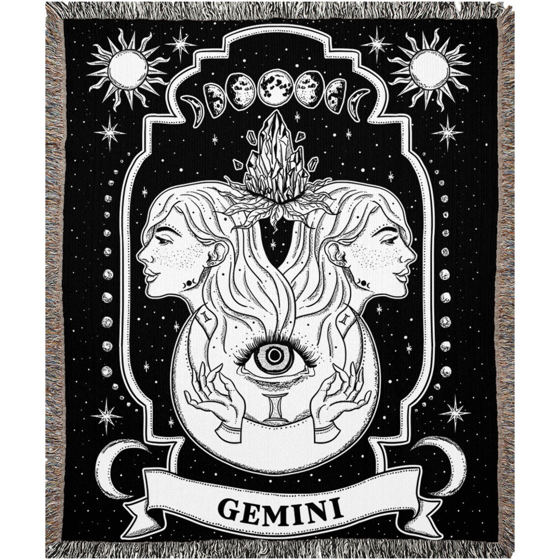 Gemini Zodiac Woven Fringe Blanket Gemini Tapestry Blanket - Etsy