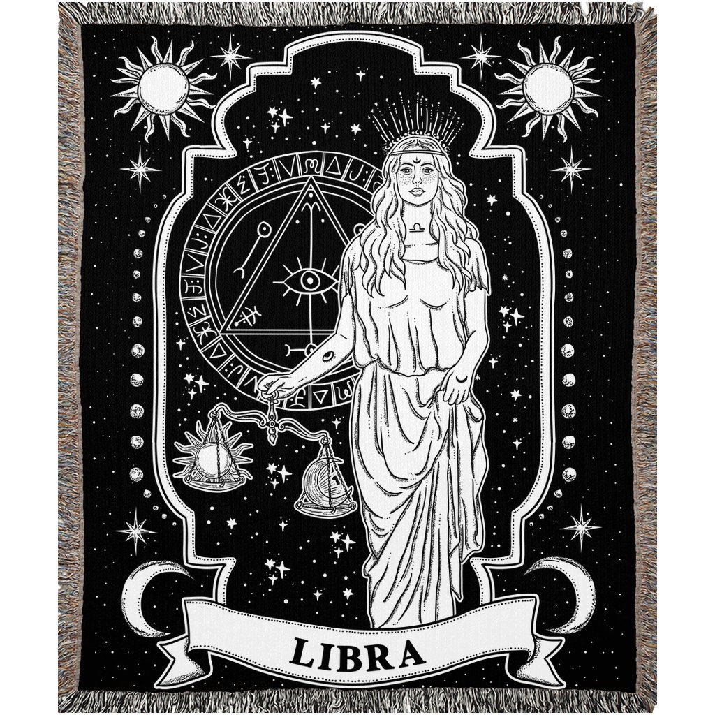 Libra Zodiac Woven Fringe Blanket Libra Tapestry Blanket | Etsy