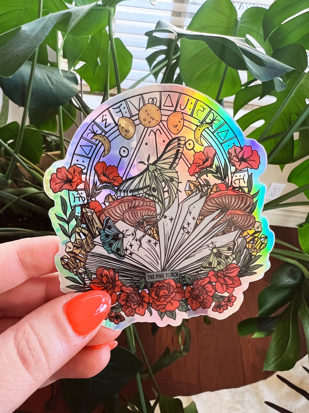 Witchy Book Moths Sticker, Witchy Librarian Holographic Sticker ...