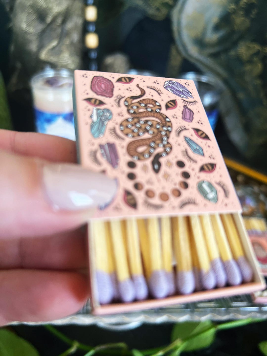Snake Moon Phases Matchbook, Snake With Crystals Matches, Collectors ...