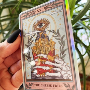 The Cheese Fries Tarot Card Holographic Sticker, Fries Tarot Card Sticker,waterproof Tarot Card ...