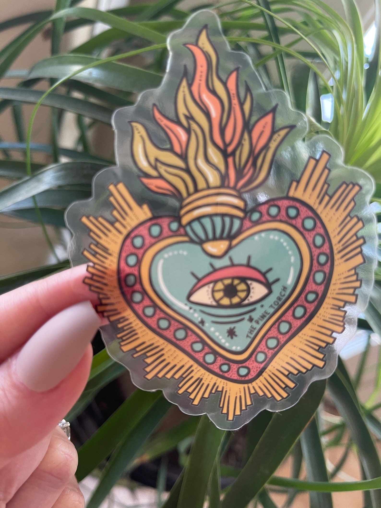 Sacred Heart Clear Waterproof Sticker Sacred Flaming Heart - Etsy