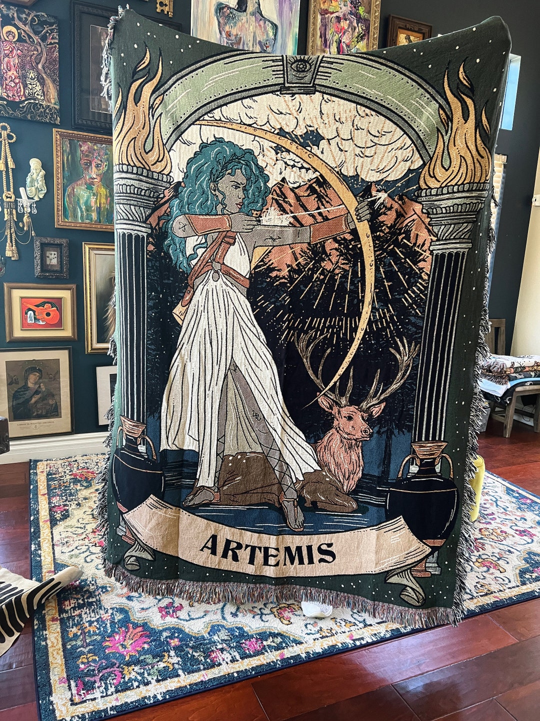 Artemis Greek Goddess Throw Blanket, Artemis Diana Goddess Woven Throw ...