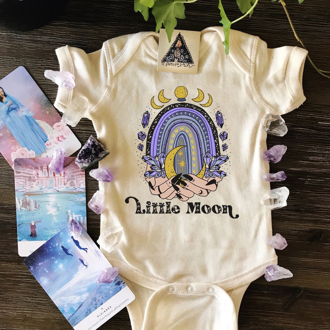 Little Moon Child, Moon Child Bodysuit, Witchy Moon With Crystals ...