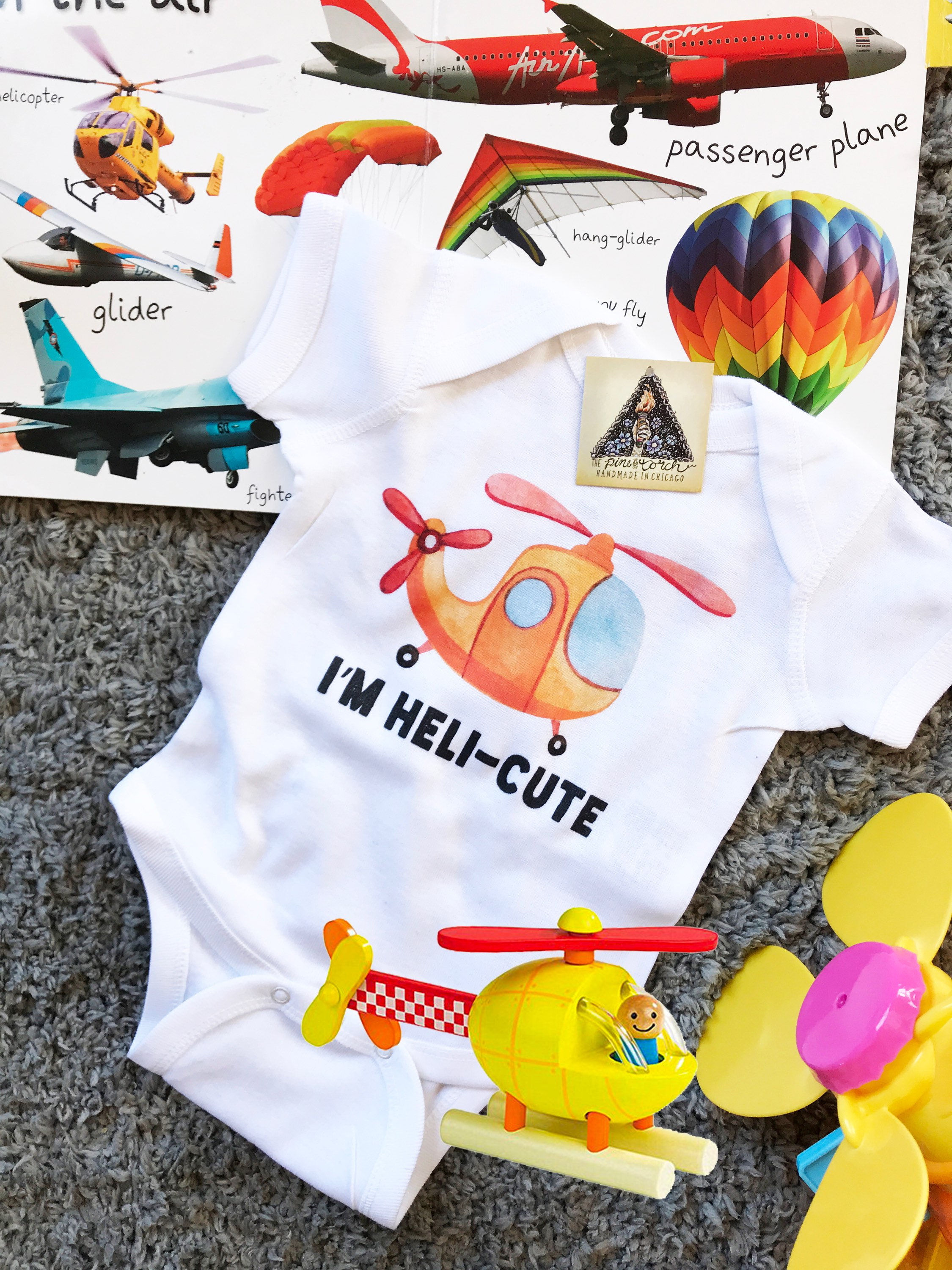 Helicopter Baby Gift, Heli Cute Bodysuit, Helicopter Theme, Airplane ...