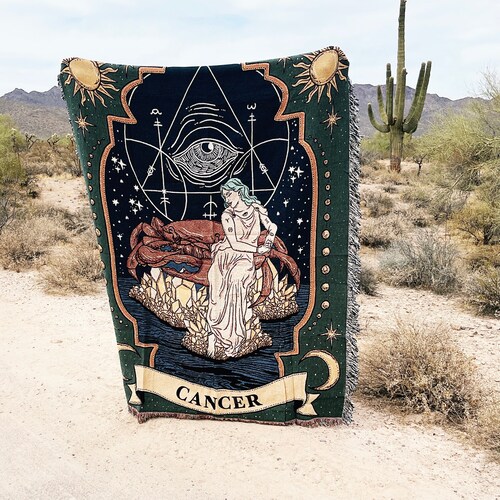 Cancer Zodiac Woven Fringe Blanket Cancer Tapestry Blanket - Etsy