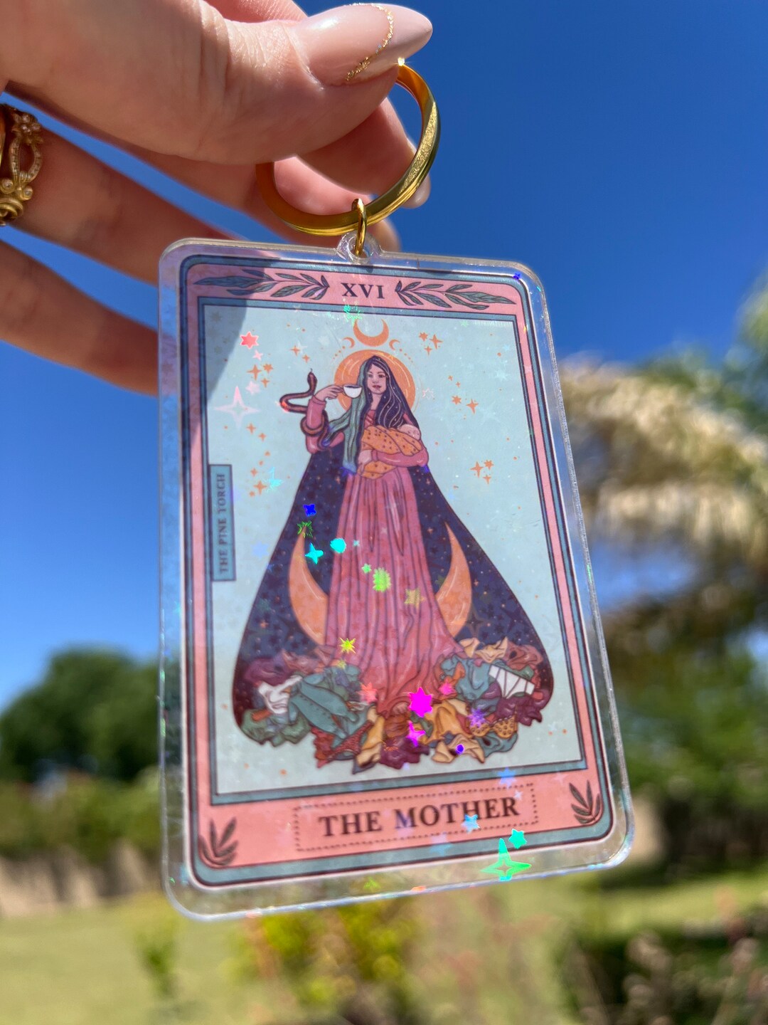 The Mother Tarot Card Holographic Keychain, Witchy Mother Tarot Card ...