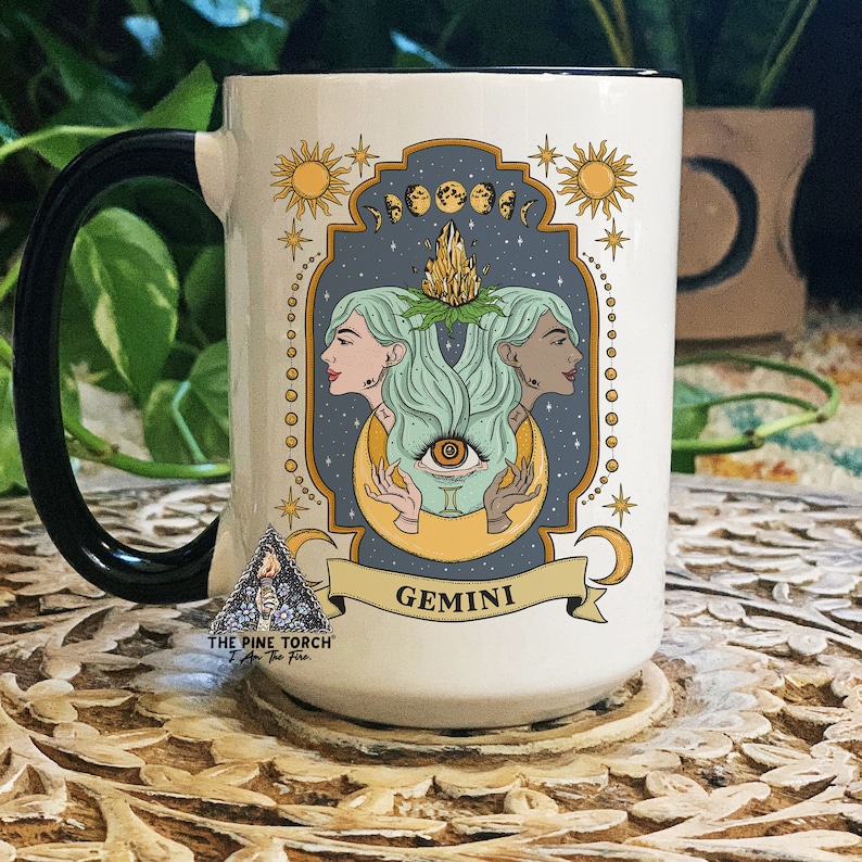 Gemini Zodiac Mug, Zodiac Coffee Mug, Gemini Mug, Witchy Gemini Mug ...