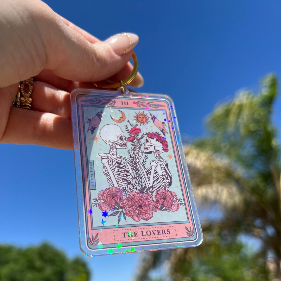 The Lovers Tarot Card Holographic Keychain, Witchy Lovers Tarot Card ...