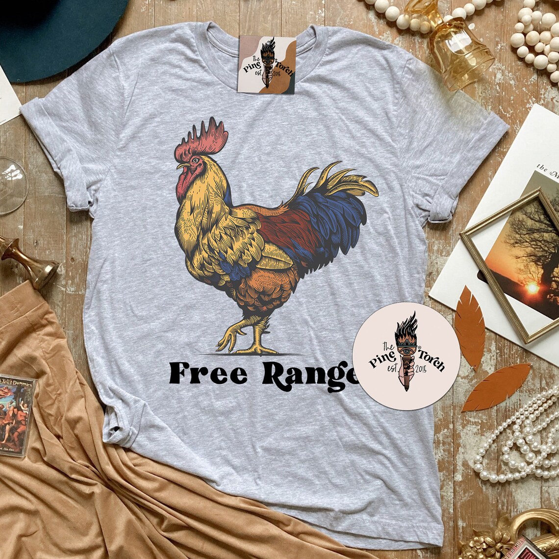 Free Range Chicken Shirt Mens Free Range Shirt Rooster Cock - Etsy