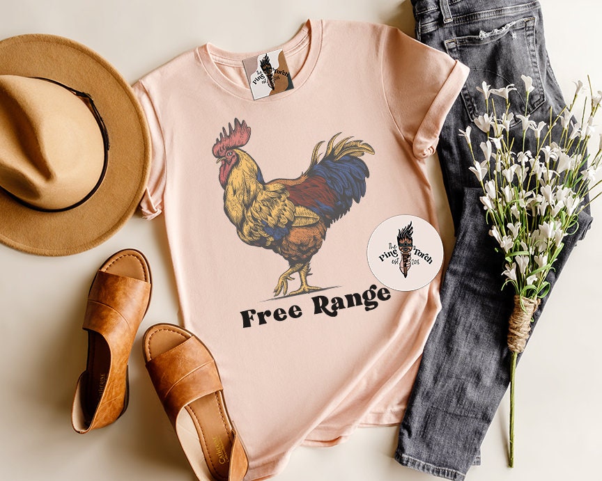 Free Range Chicken Shirt Mens Free Range Shirt Rooster Cock - Etsy