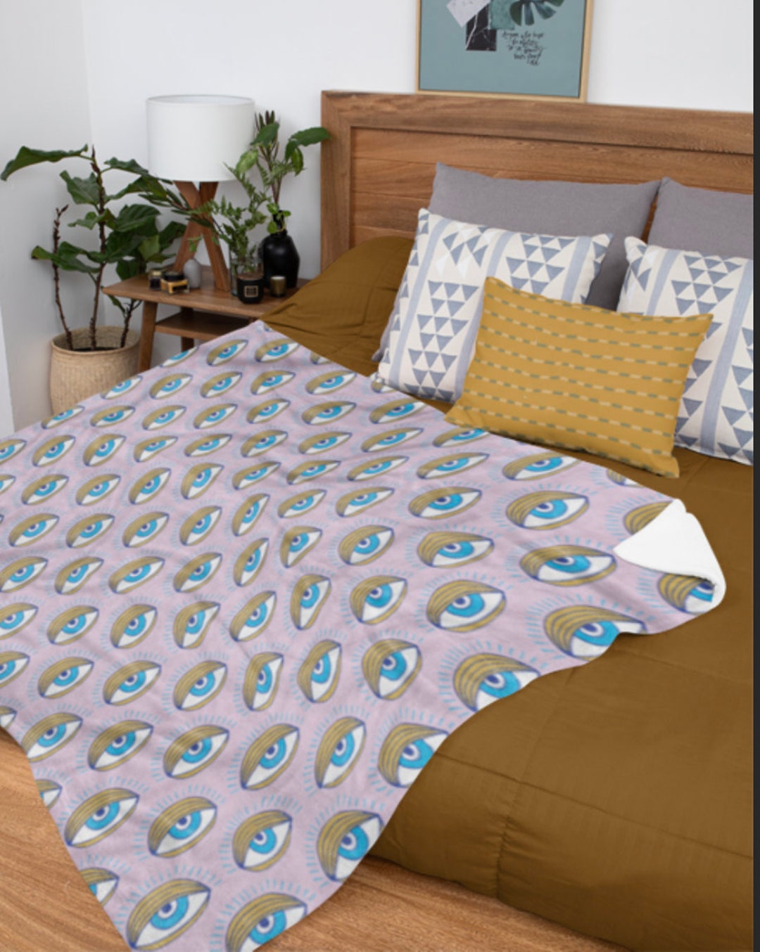 Evil Eye Pattern Large Soft Fleece Blanket Evil Eyes Blanket - Etsy