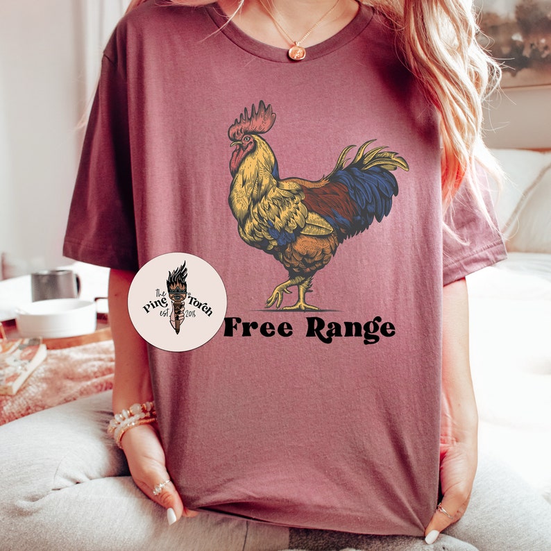Free Range Chicken Shirt Mens Free Range Shirt Rooster Cock - Etsy