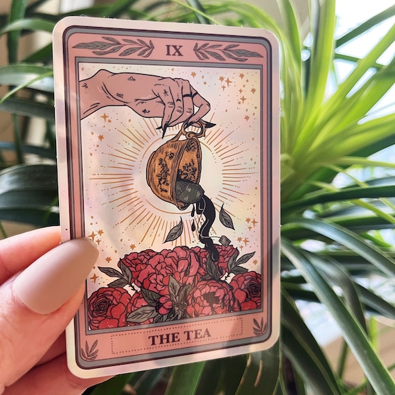 The Tea Tarot Card Holographic Sticker Tea Cup Tarot Card - Etsy