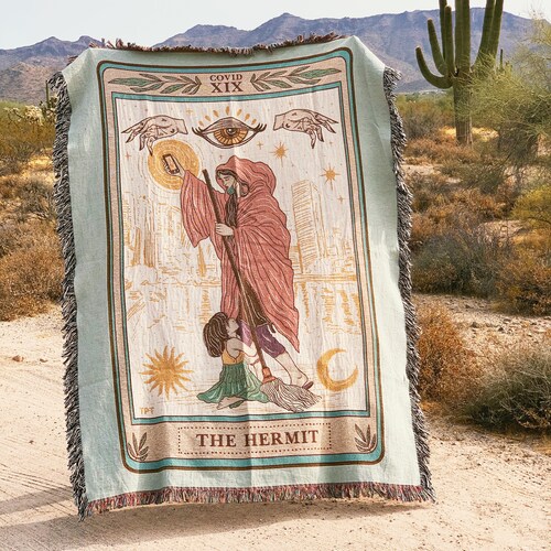 The Hermit Tarot Card Woven Throw Blanket Woven Tarot Theme - Etsy