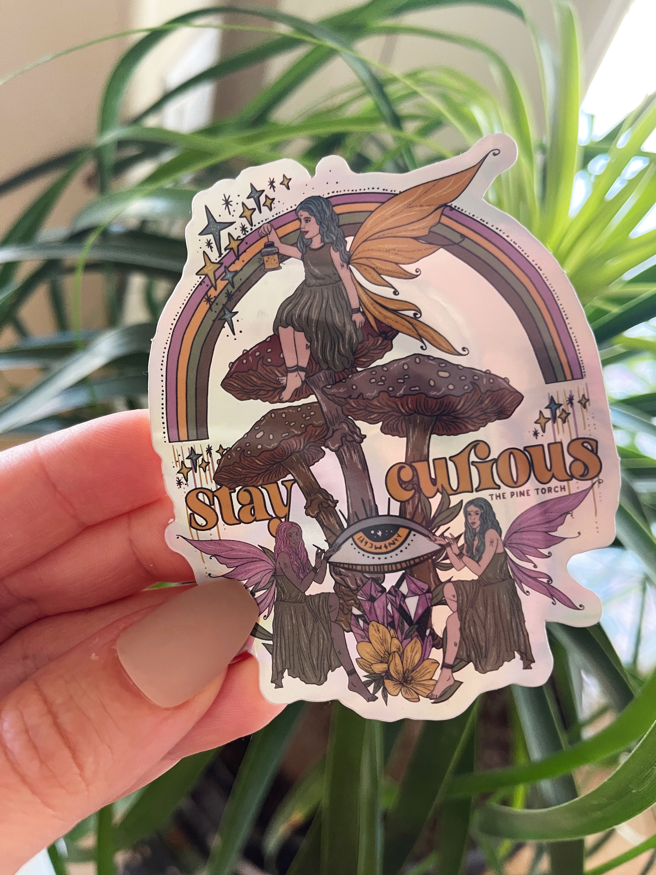 Mushroom Fungi Fairy Holographic Waterproof Sticker Fairy - Etsy