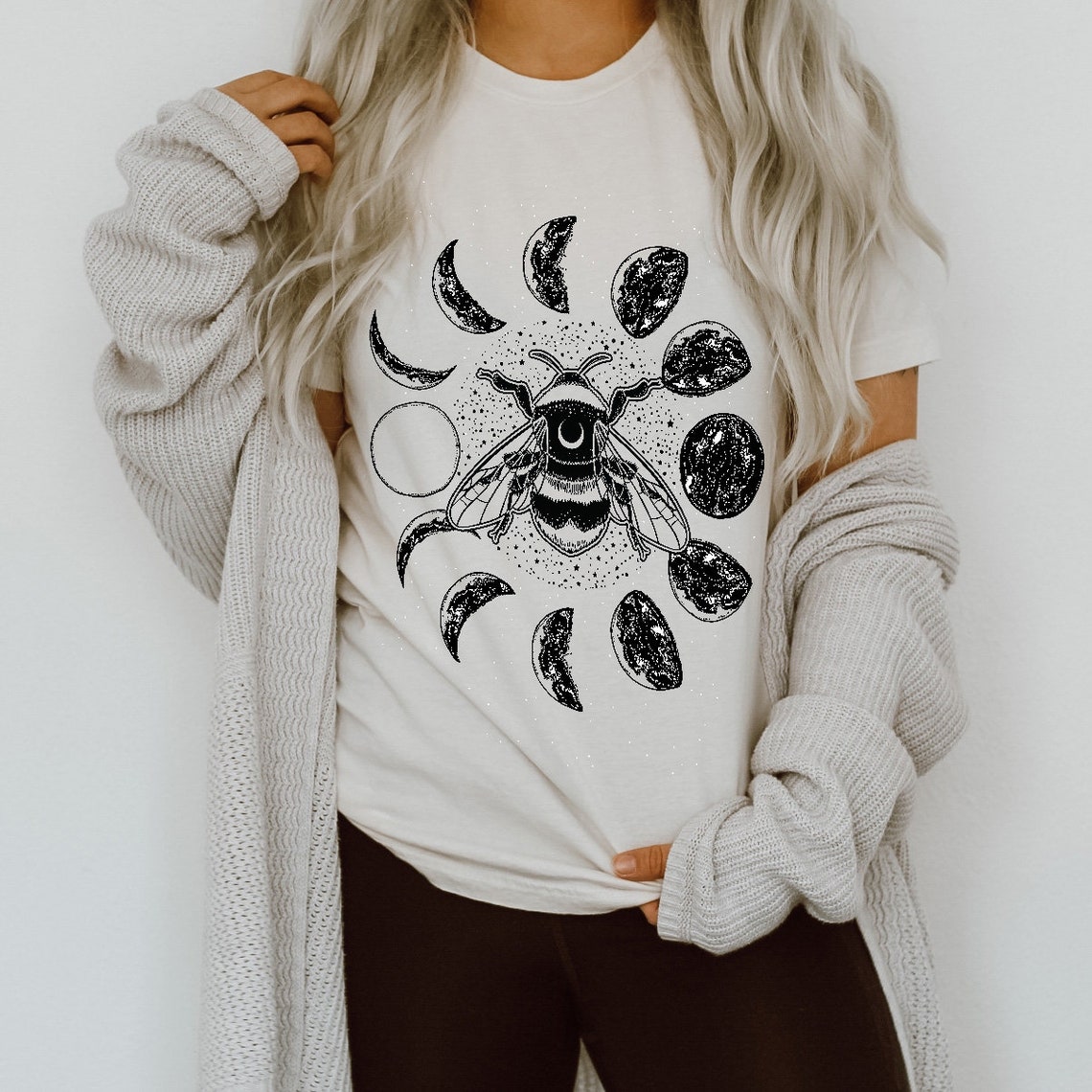 Mystical Moon Bee Shirt Mystical Bee Shirt Moon Phases Bee - Etsy