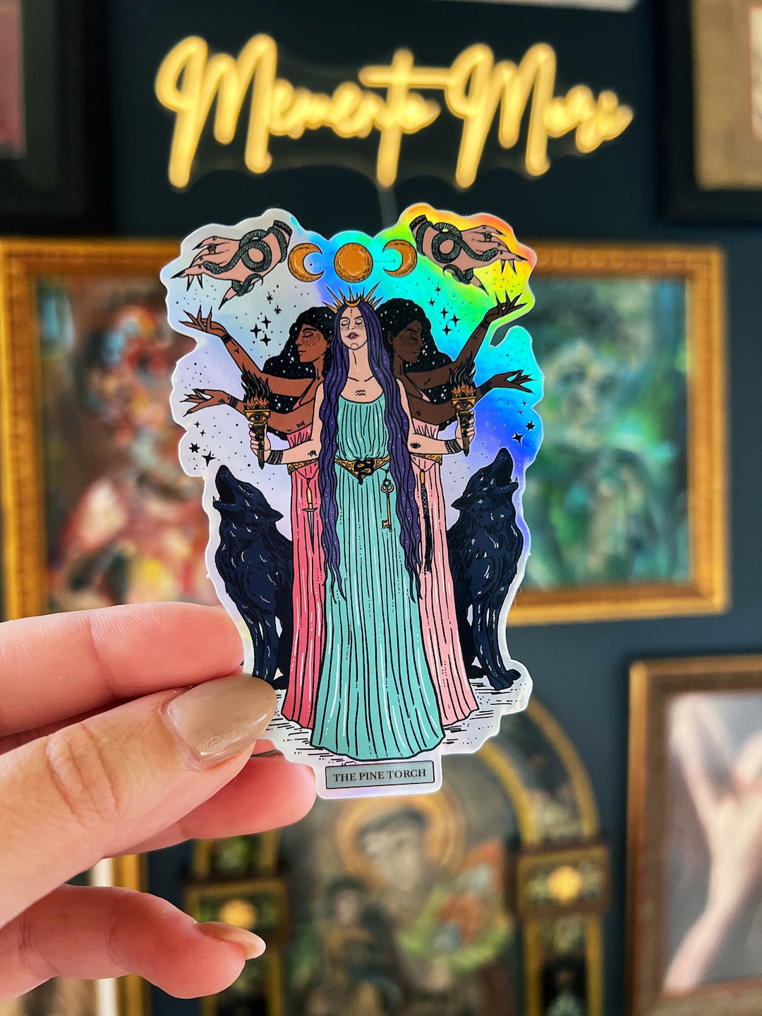 Hecate Triple Goddess Holographic Sticker, Witchy Triple Goddess ...