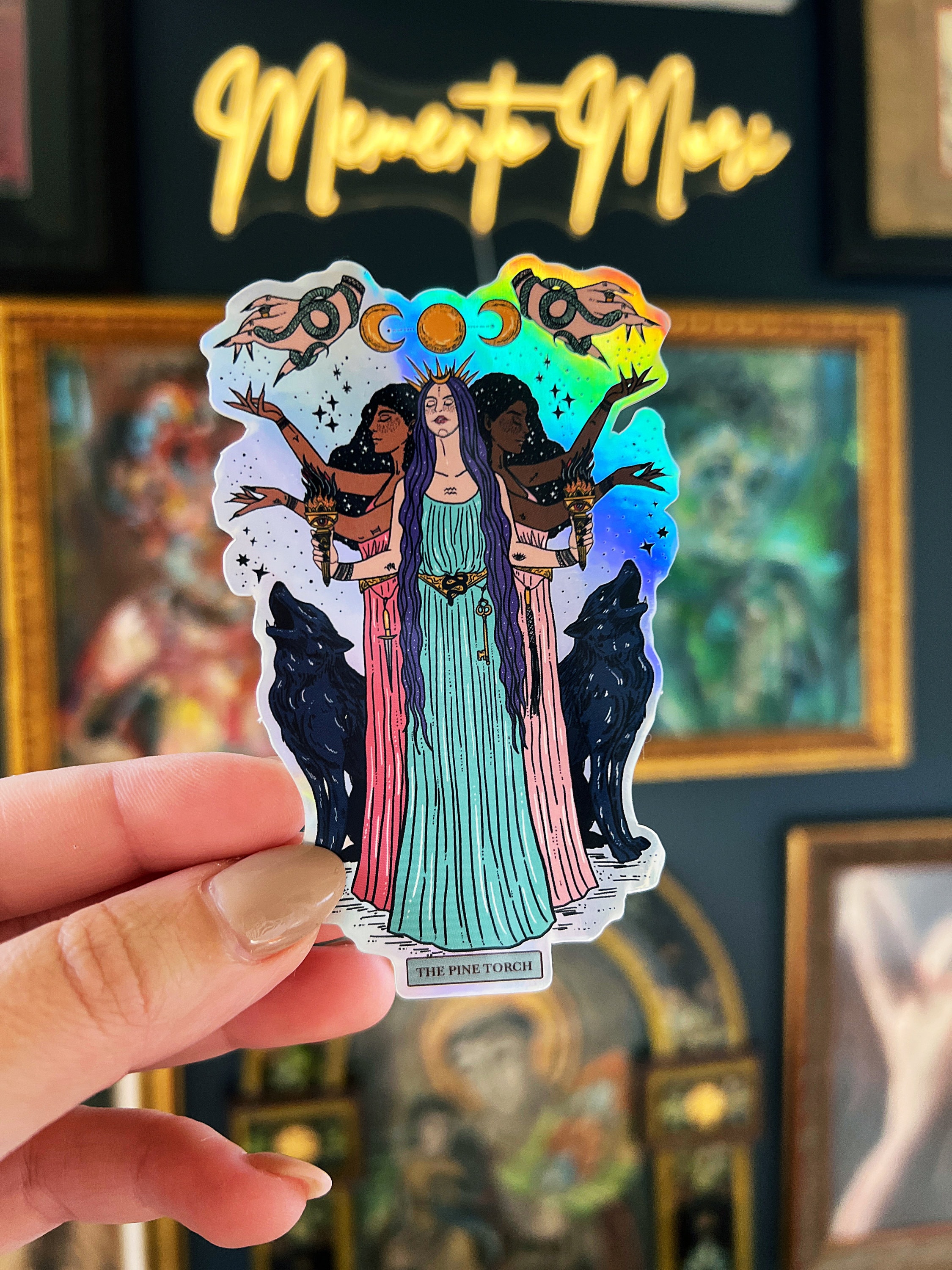 Hecate Triple Goddess Holographic Sticker, Witchy Triple Goddess ...