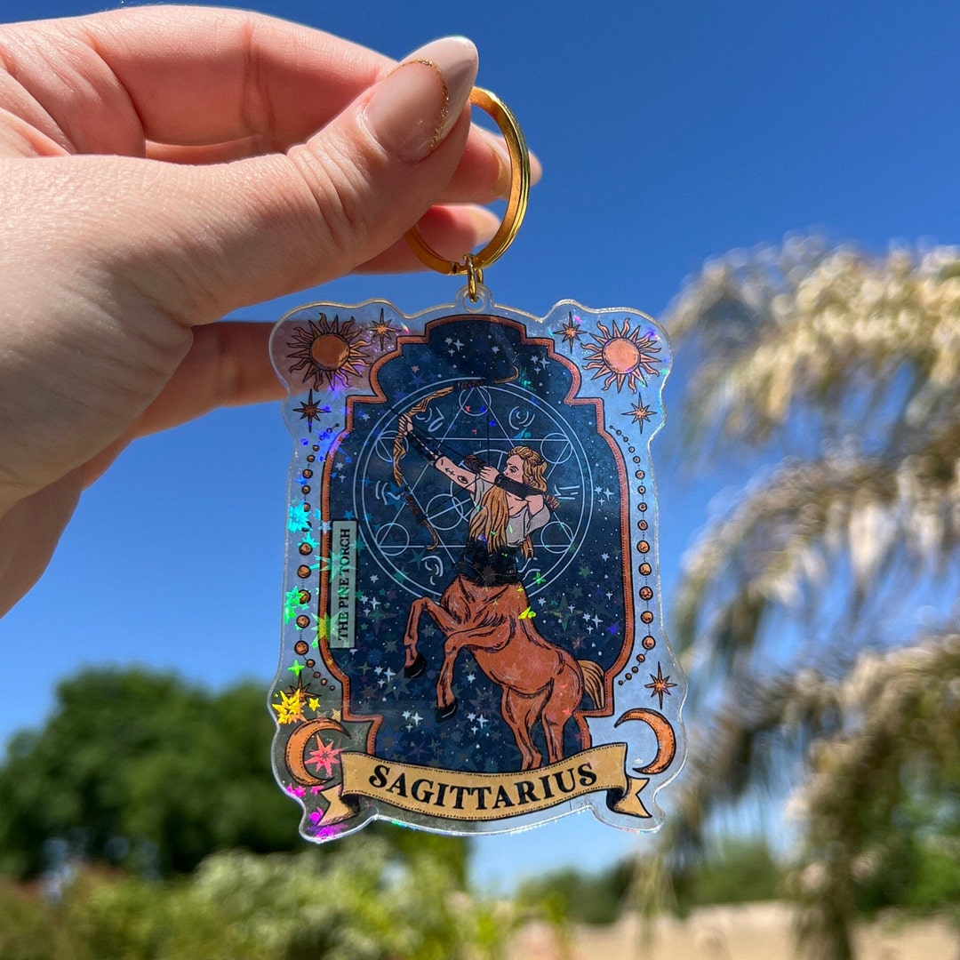 Sagittarius Zodiac Holographic Keychain, Witchy Zodiac Gift ...