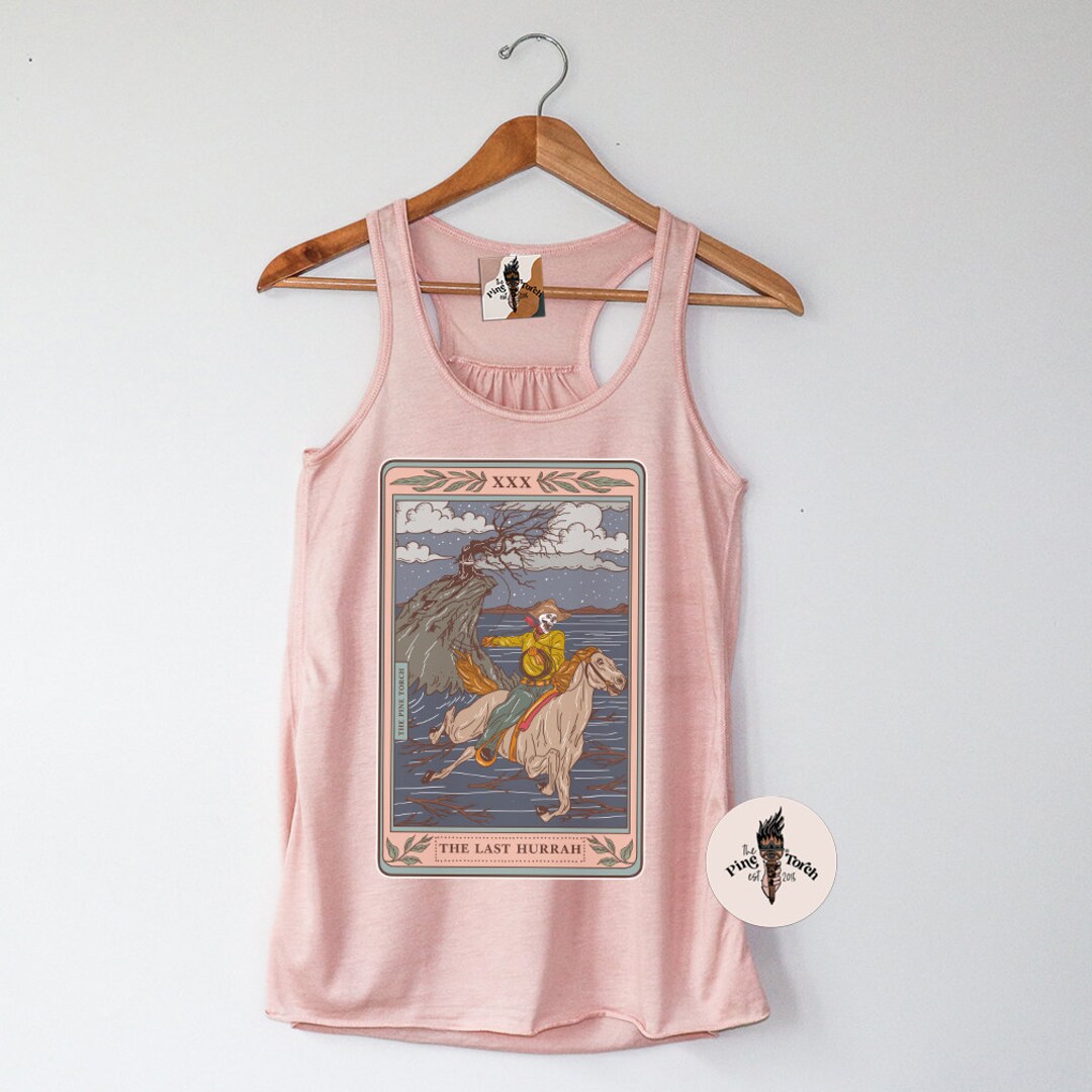 The Last Hurrah Tarot Card Tank, Funny Cowboy Skeleton Tarot Card Tank ...