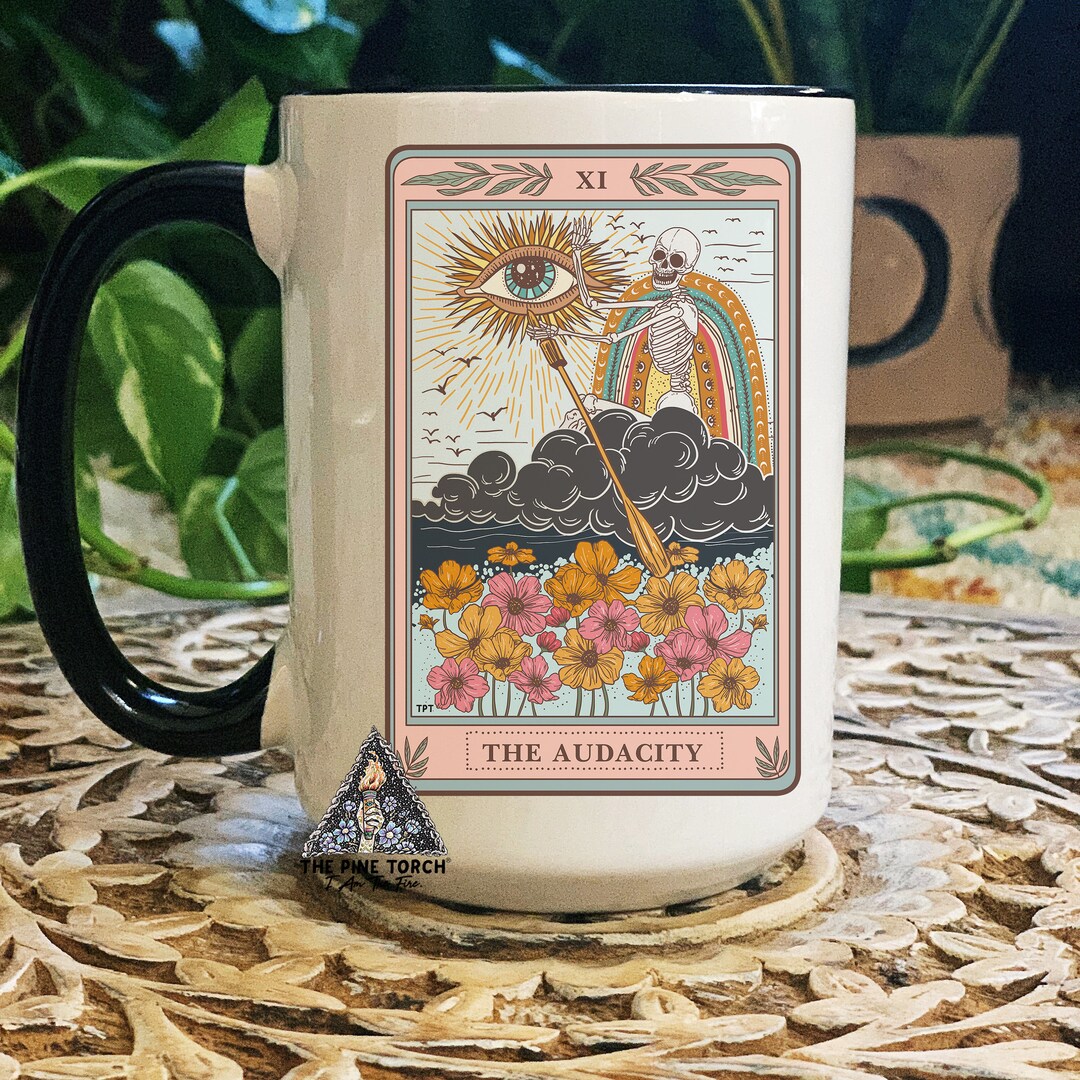 Audacity Tarot Card Mug Occult Skeleton Tarot Card Coffee - Etsy