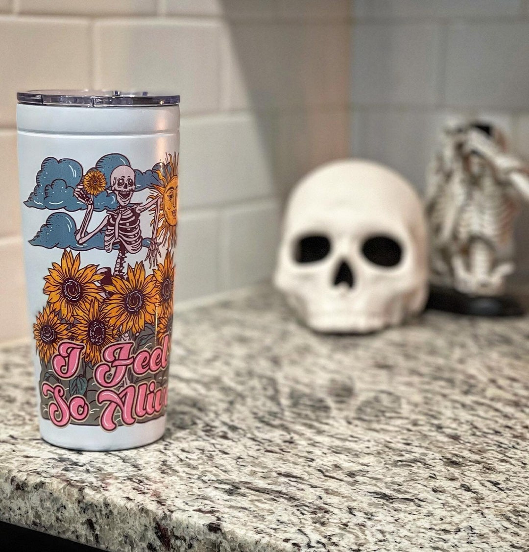 Dancing Skeleton Tumbler, Occult Skeleton I Feel so Alive Tumbler ...