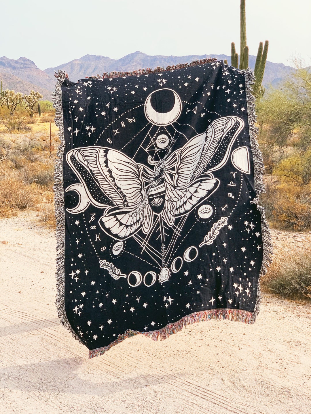 Death Moth Woven Throw Blanket, Gothic Mystical Moth Woven Throw ...