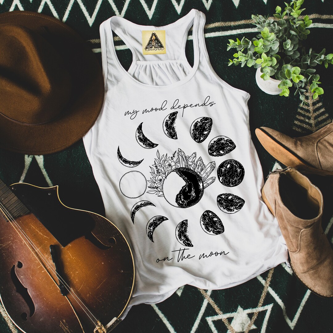 Mood Depends on the Moon Tank, Mystical Moon Phase Tank, Moon Phases ...
