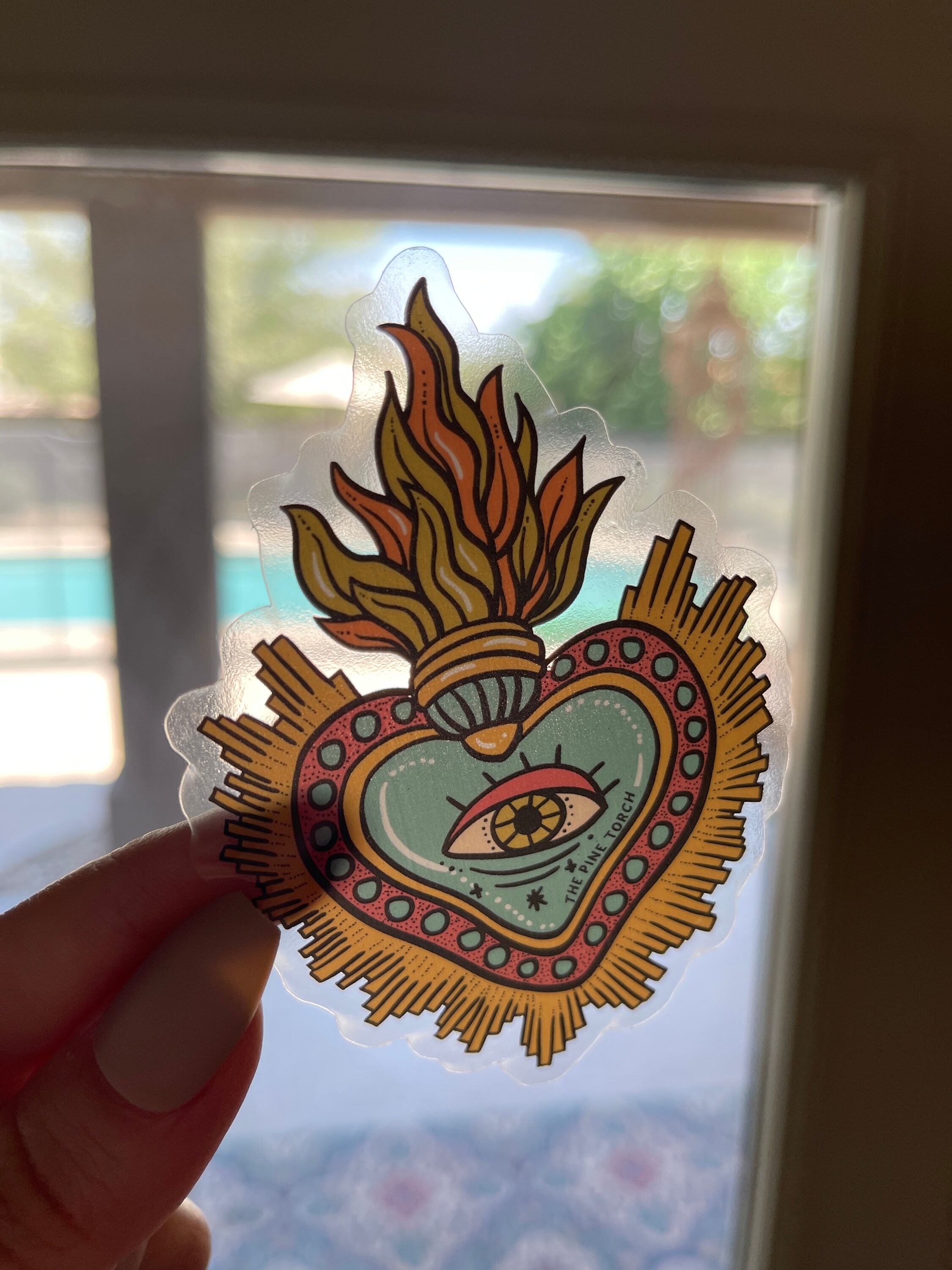 Sacred Heart Clear Waterproof Sticker Sacred Flaming Heart - Etsy
