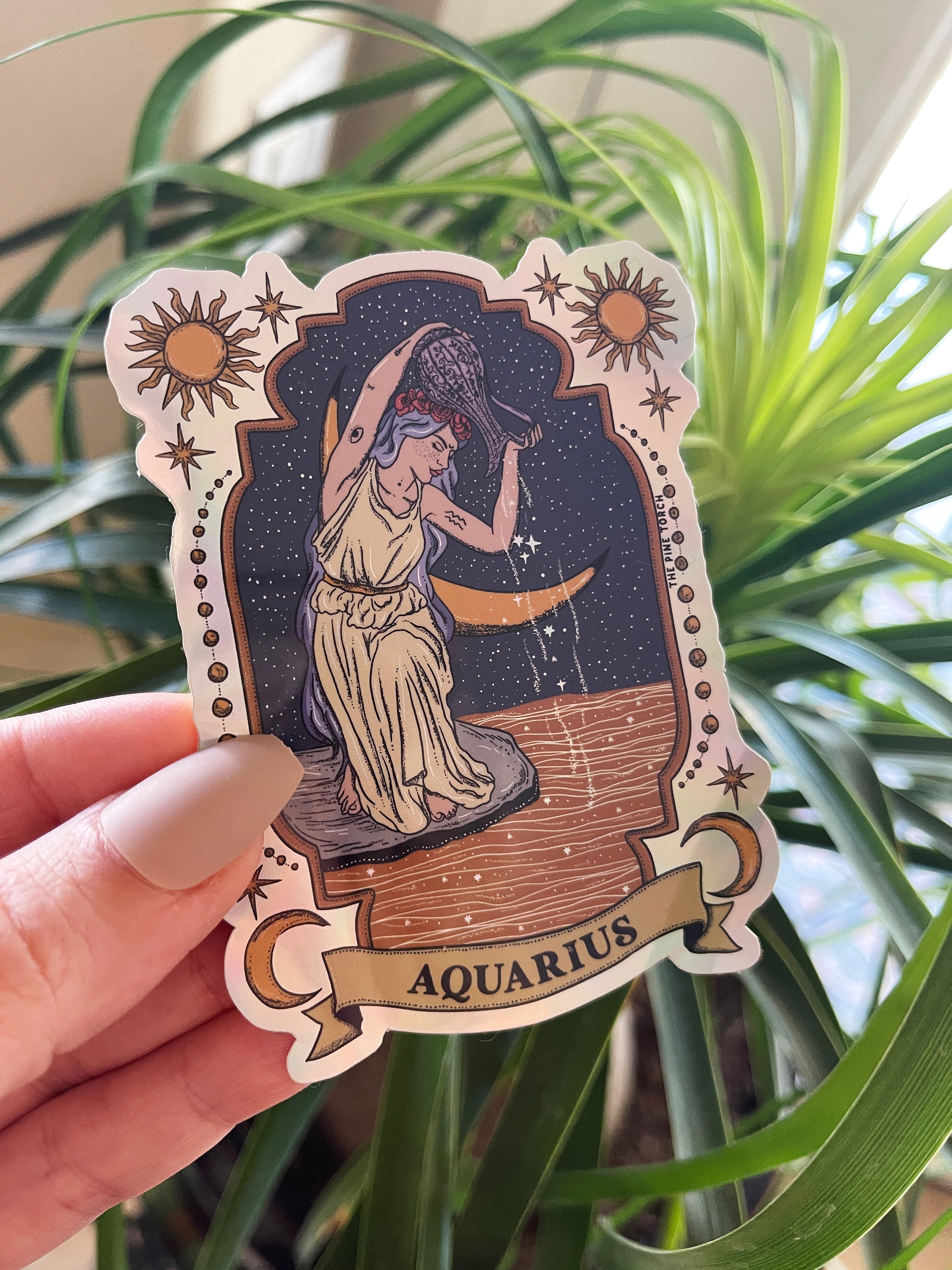 Aquarius Zodiac Holographic Sticker Aquarius Zodiac Sticker - Etsy