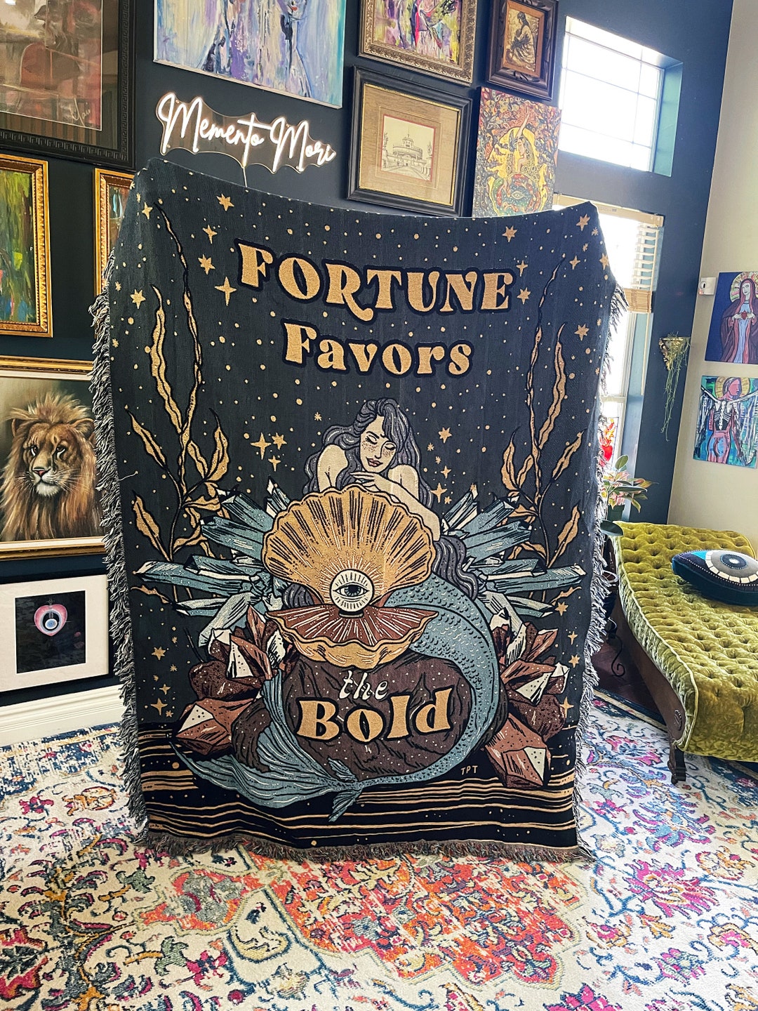 Mermaid Woven Throw Blanket, Fortune Favors the Bold Woven Throw ...