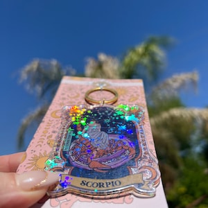 Scorpio Zodiac Holographic Keychain, Witchy Zodiac Gift, Scorpio ...