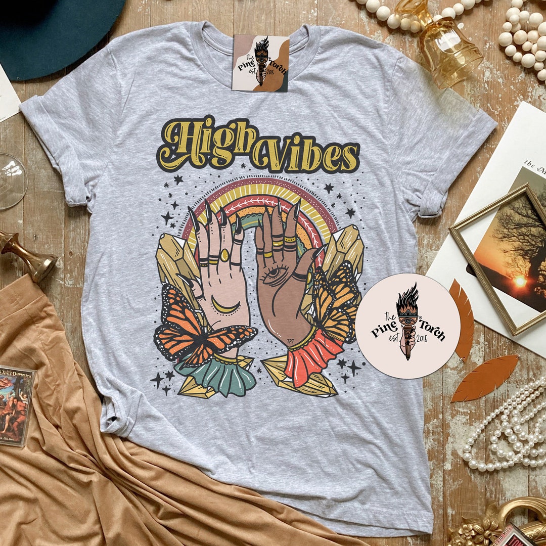 High Vibe Shirt, Rainbow Butterfly Shirt, Good Vibes Only Shirt, High ...