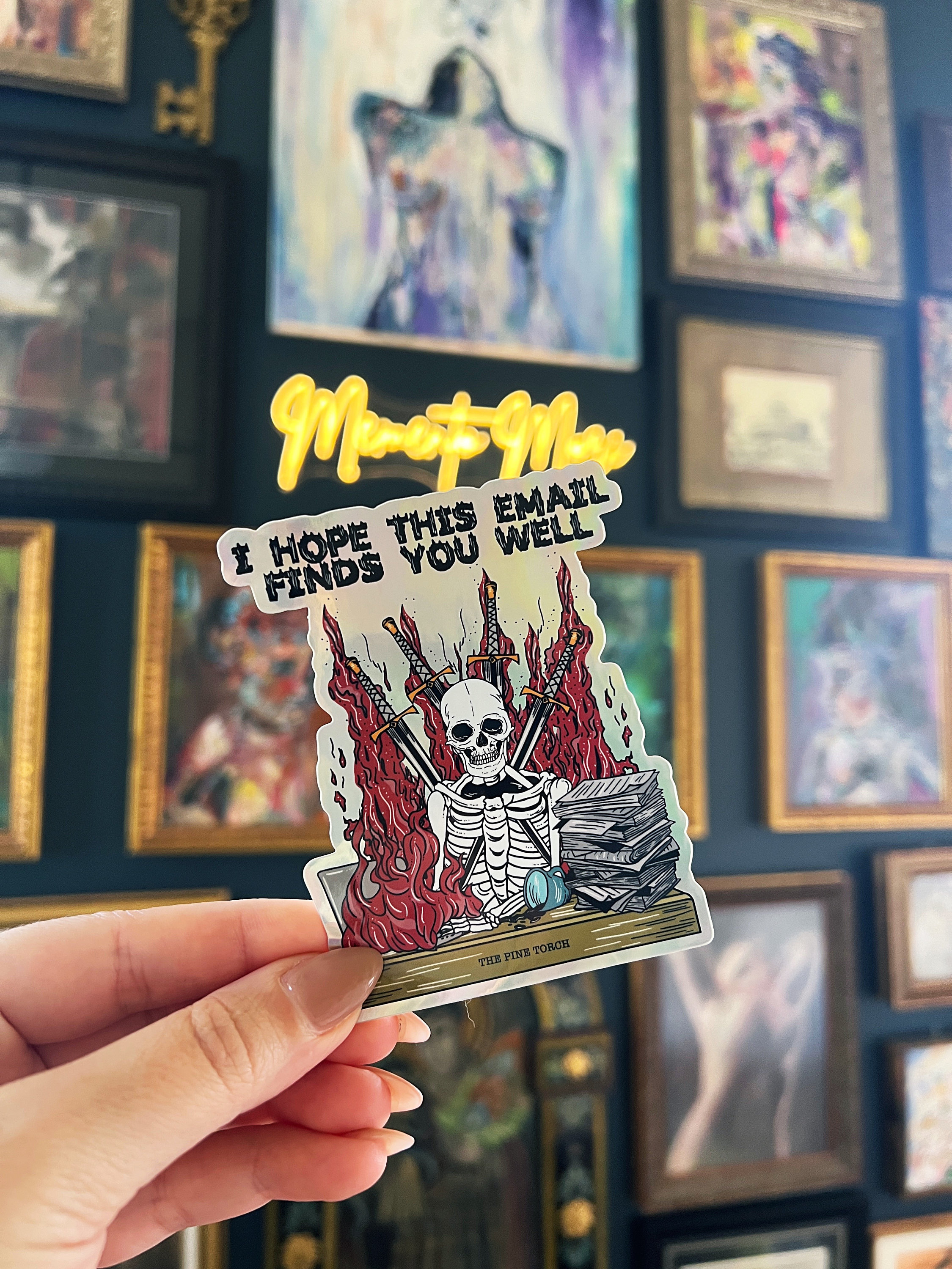 Hope Email Finds You Well Skeleton Holographic Sticker, Funny Work Life ...