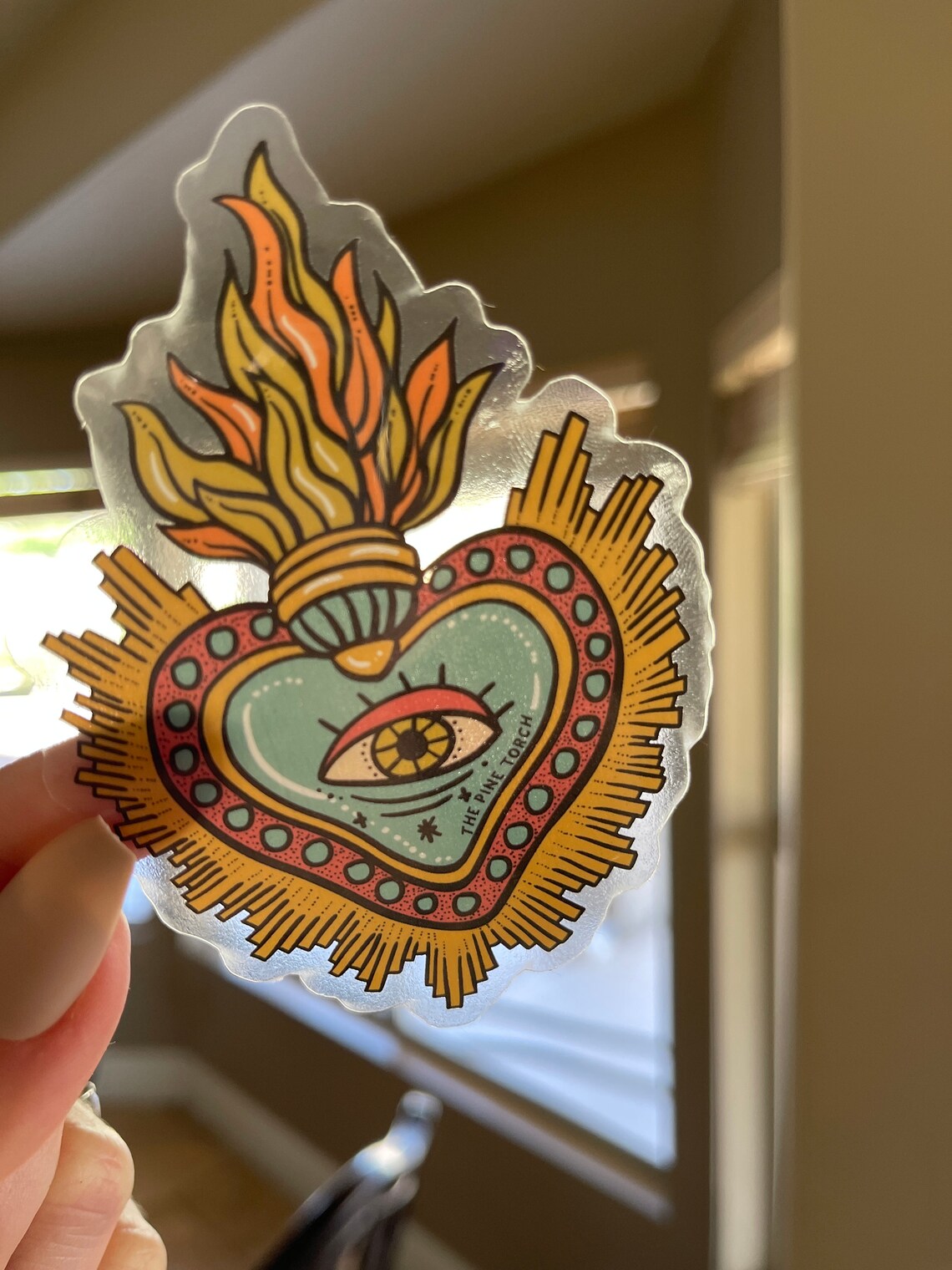 Sacred Heart Clear Waterproof Sticker Sacred Flaming Heart - Etsy