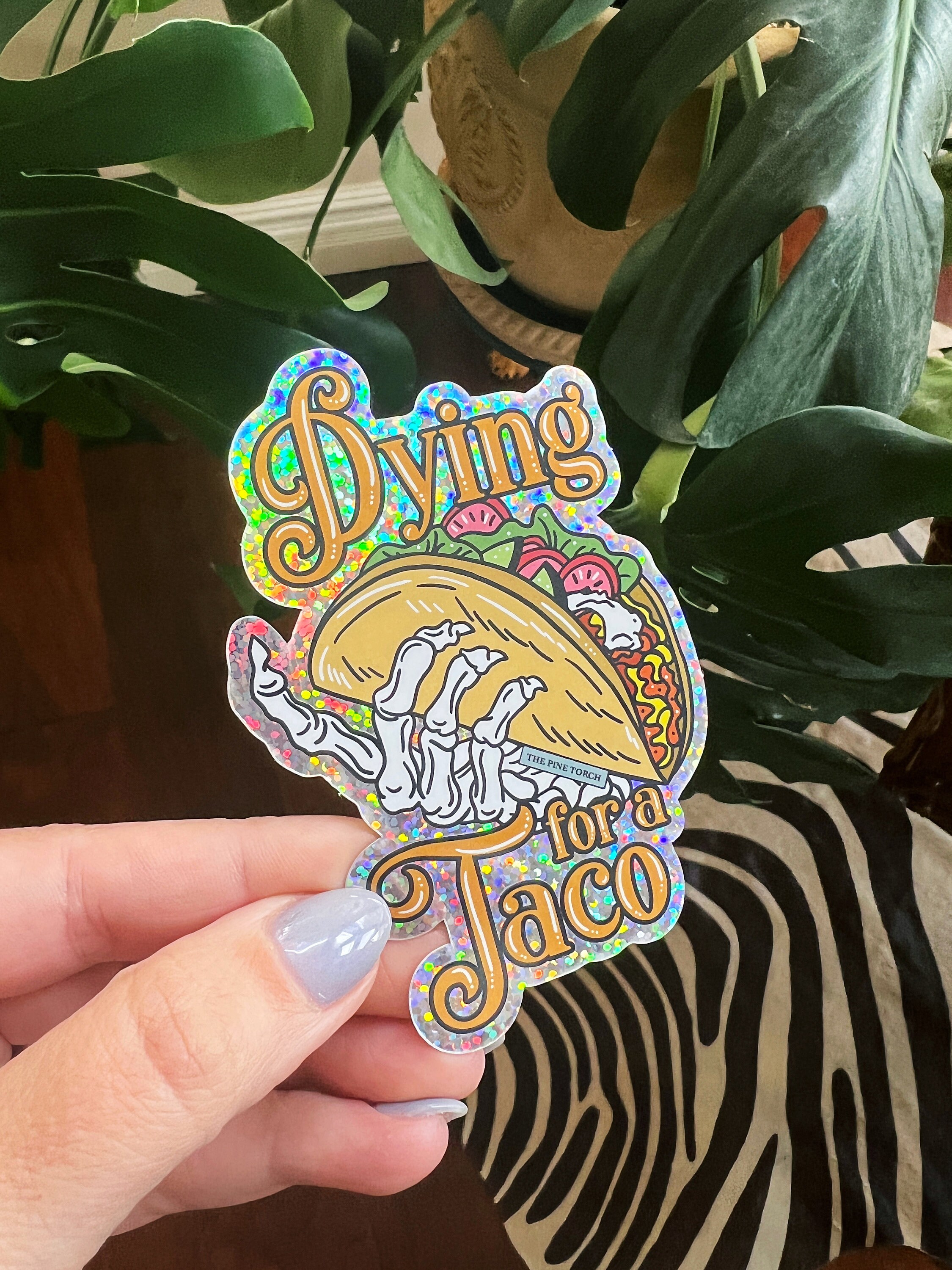 Taco Skeleton Glitter Sticker Funny Edgy Taco Sticker Taco - Etsy