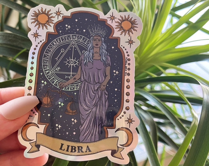 LIBRA Zodiac Tarot Card A5 Art Print Only Celestial Astronomy Boho Wall ...