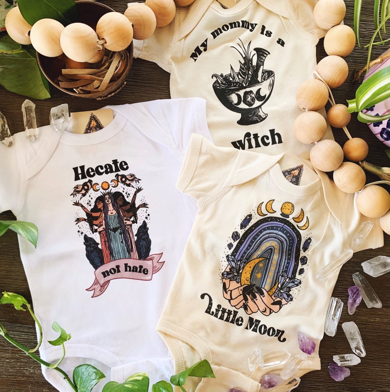 Little Moon Child, Moon Child Bodysuit, Witchy Moon With Crystals ...