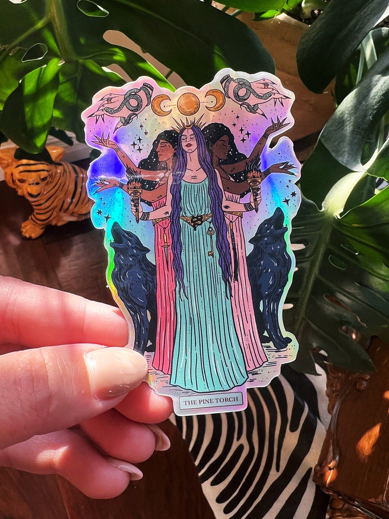Hecate Triple Goddess Holographic Sticker, Witchy Triple Goddess ...