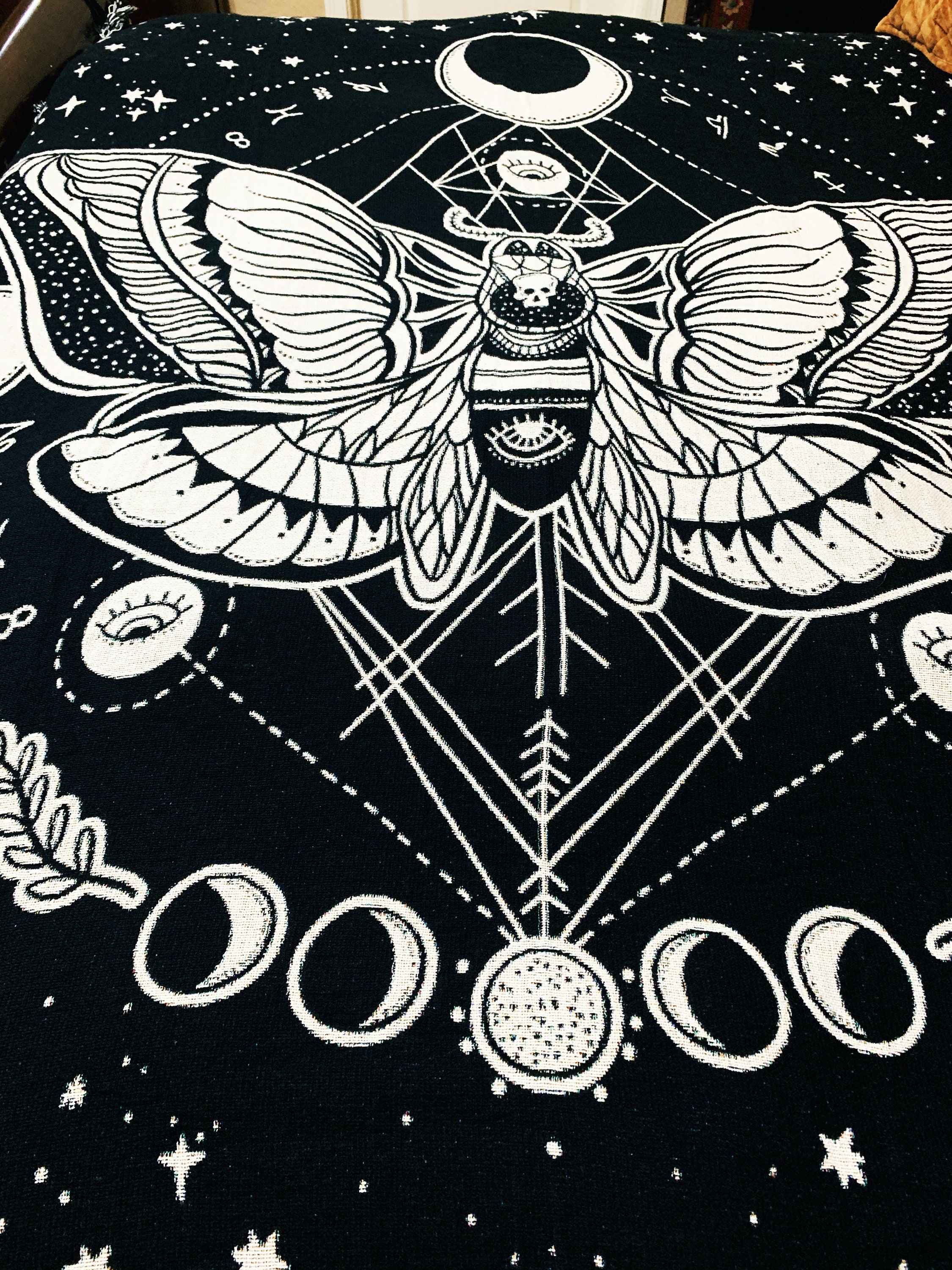 Death Moth Woven Throw Blanket, Gothic Mystical Moth Woven Throw ...