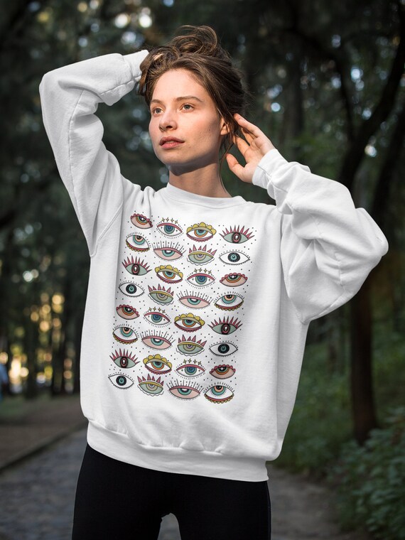 Evil Eye Pattern Pullover Retro Evil Eye Sweatshirt Third - Etsy