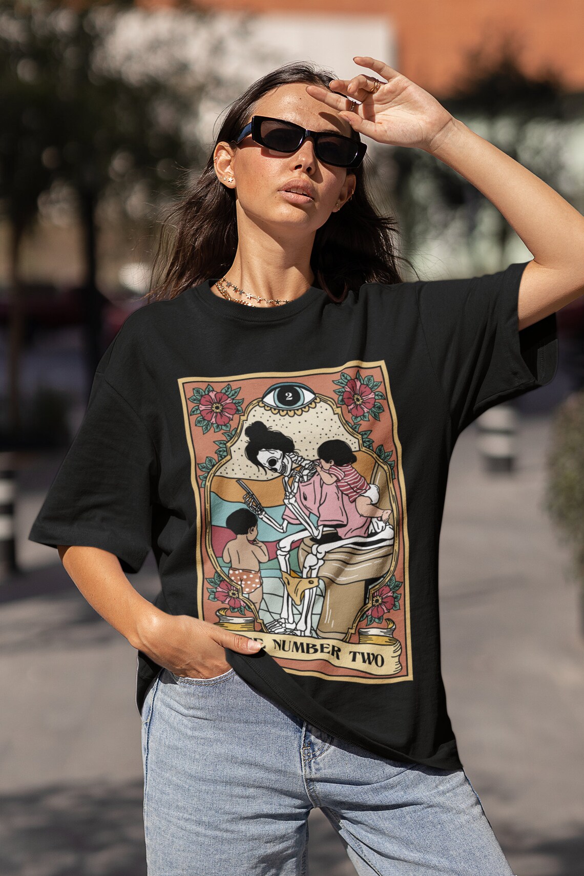 The Number 2 Funny Tarot Card Skeleton Shirt, Funny Pooping Mom Life ...
