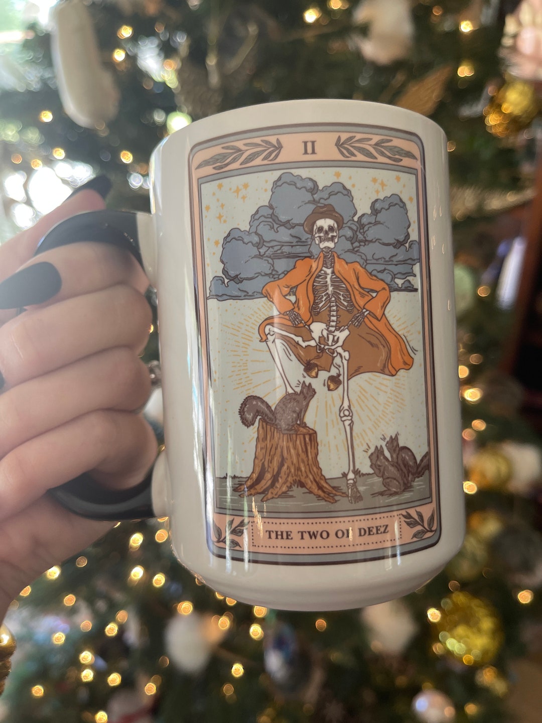Two of Deez Tarot Card Mug, Occult Skeleton Tarot Card Coffee Mug, Deez ...