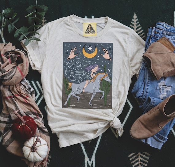 Midnight Rider Shirt Woman on horse Shirt mystical rider | Etsy